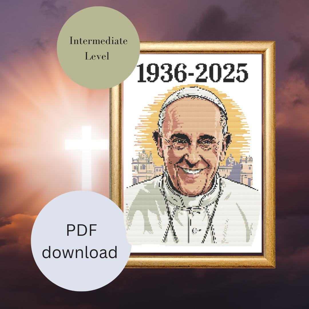 Pope Francis Cross Stitch Pattern in Memoriam | 150x200 Stitches ...