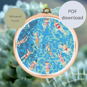 Summer Swimmers Cross Stitch Pattern - Easy DIY - Digital Download ...