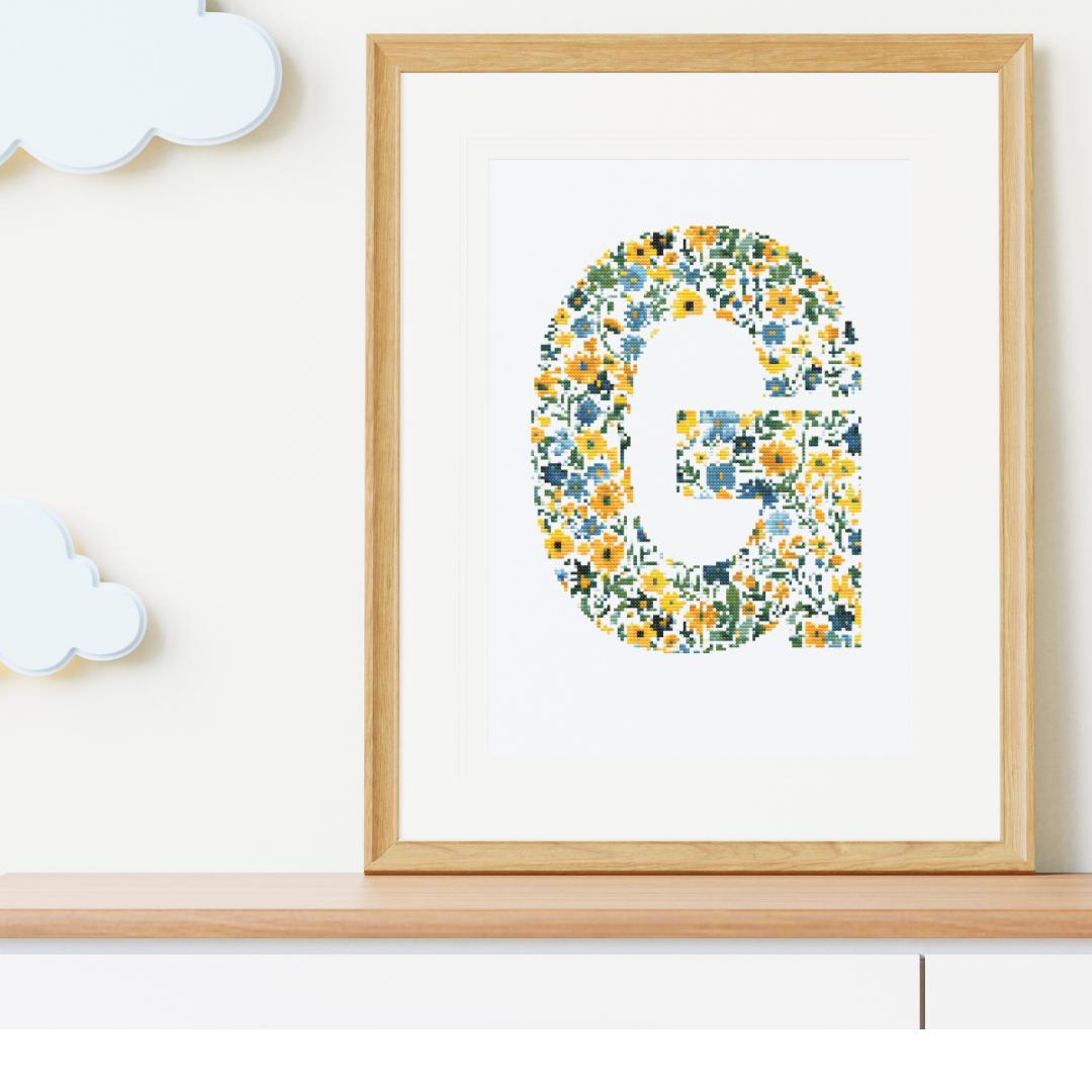 Flower Letter G Cross Stitch Pattern, Monogram A Cross Stitch, Initial ...