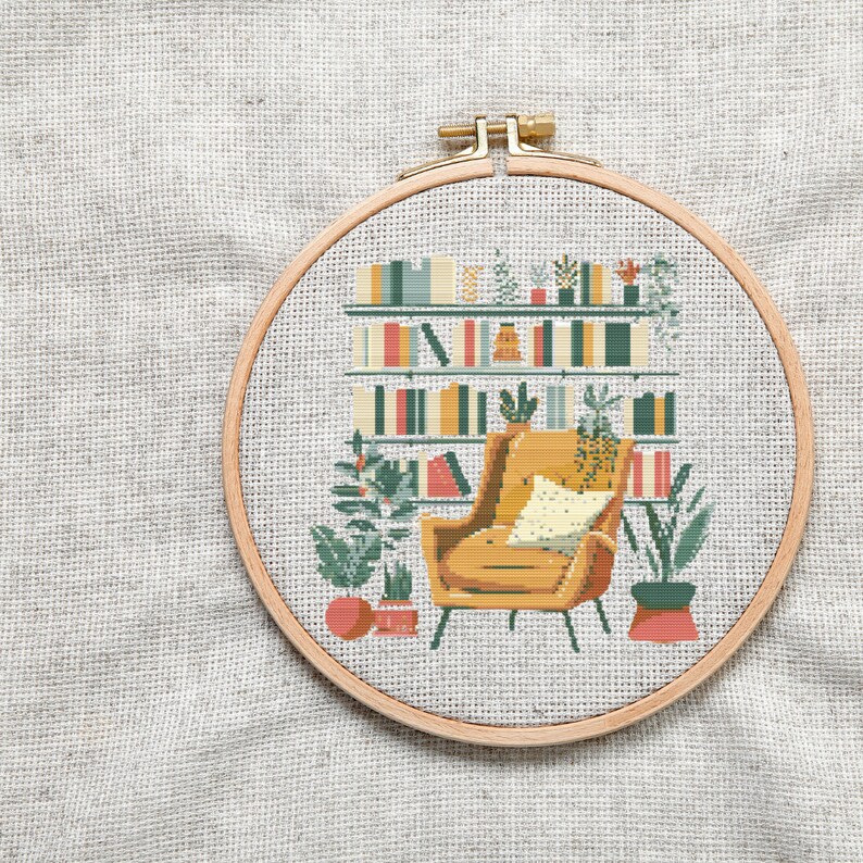 Cross Stitch Pattern ‘library’, Full Cover, PDF, Instant Download, Book ...