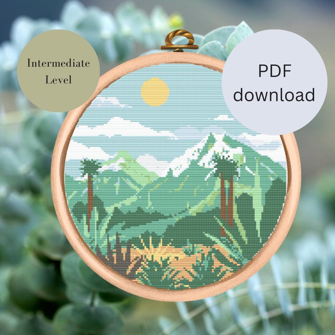 South American Landscape Cross-stitch Pattern | Vibrant Nature ...