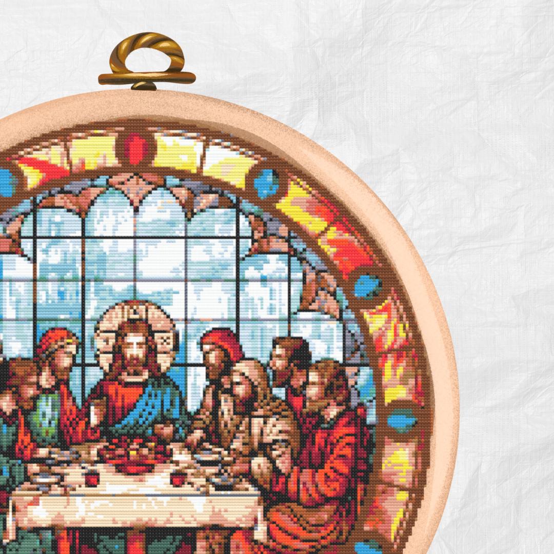 Stained Glass Last Supper Cross-stitch Pattern | Jesus and Apostles ...