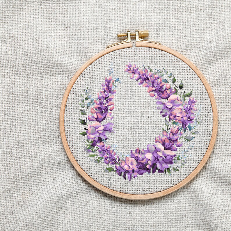 Regency Era Wisteria Wreath Cross Stitch Patterns, Modern Cross Stitch ...
