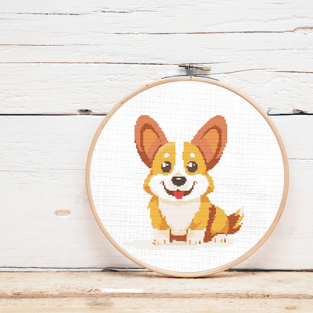 Easy Corgi Dog 100 X 100 Cross Stitch Pattern Cross Stitch Patterns ...