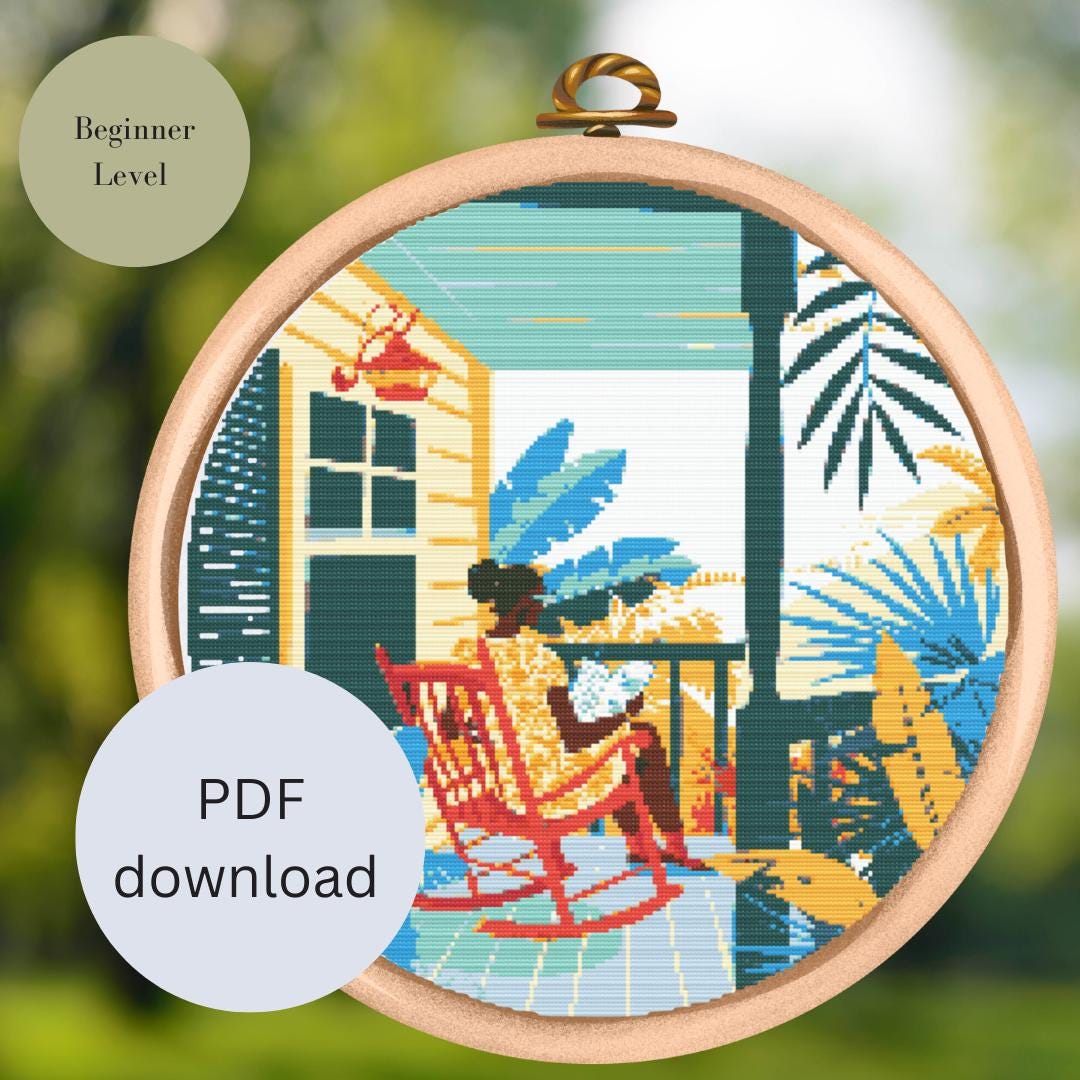 Woman Reading in Red Rocking Chair - Cross Stitch Pattern - Woman ...