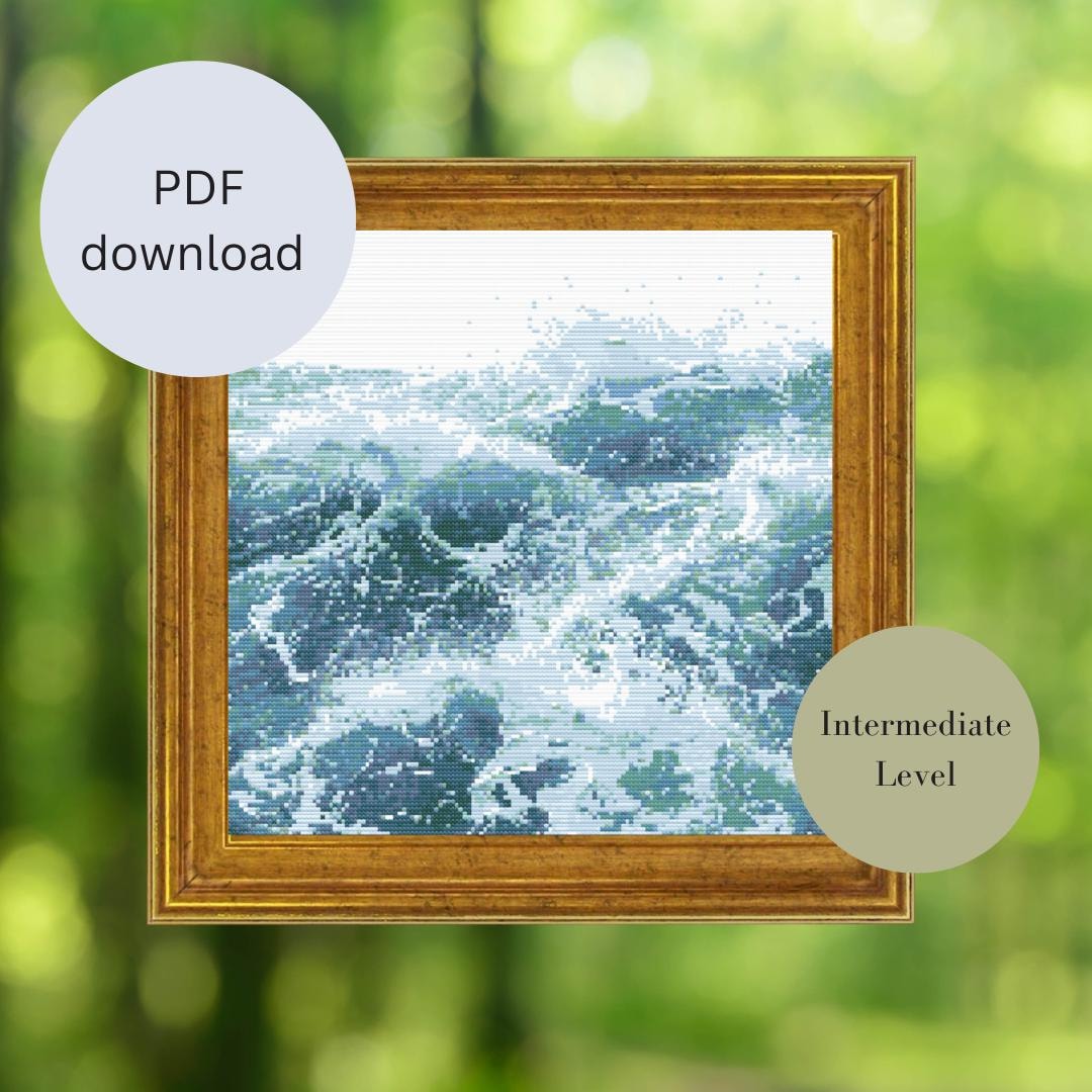 Foaming Waves in the Ocean Cross-stitch Pattern | Advanced Ocean Scene ...