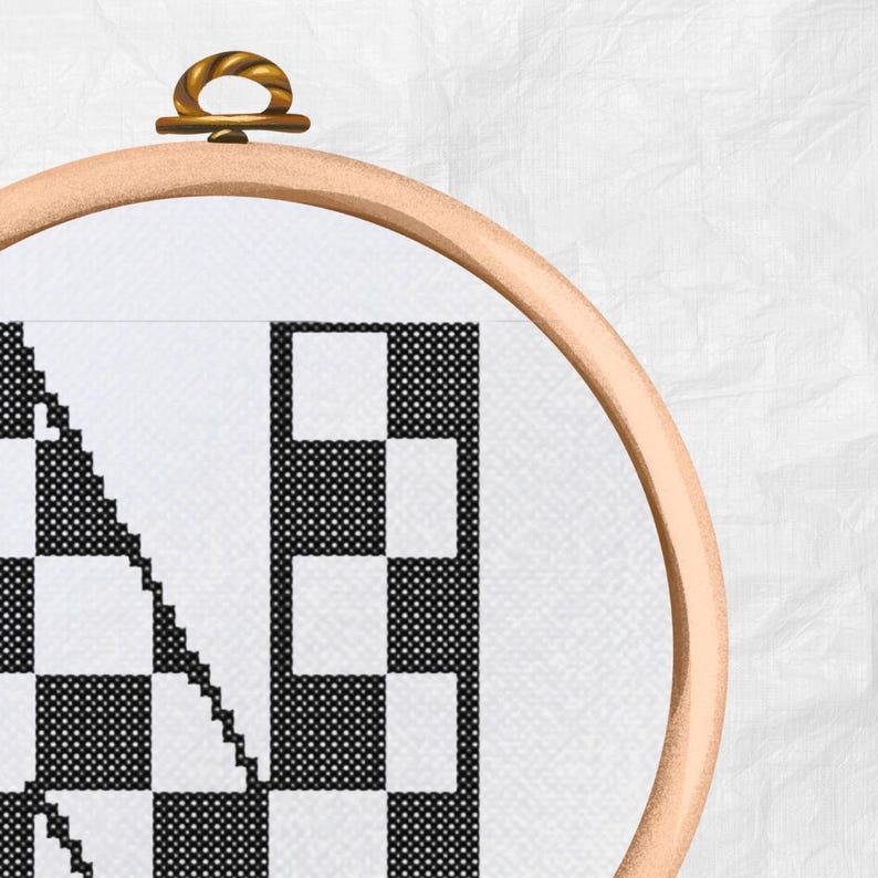 Chessboard Letter N Cross Stitch Pattern, Monogram N Cross Stitch ...