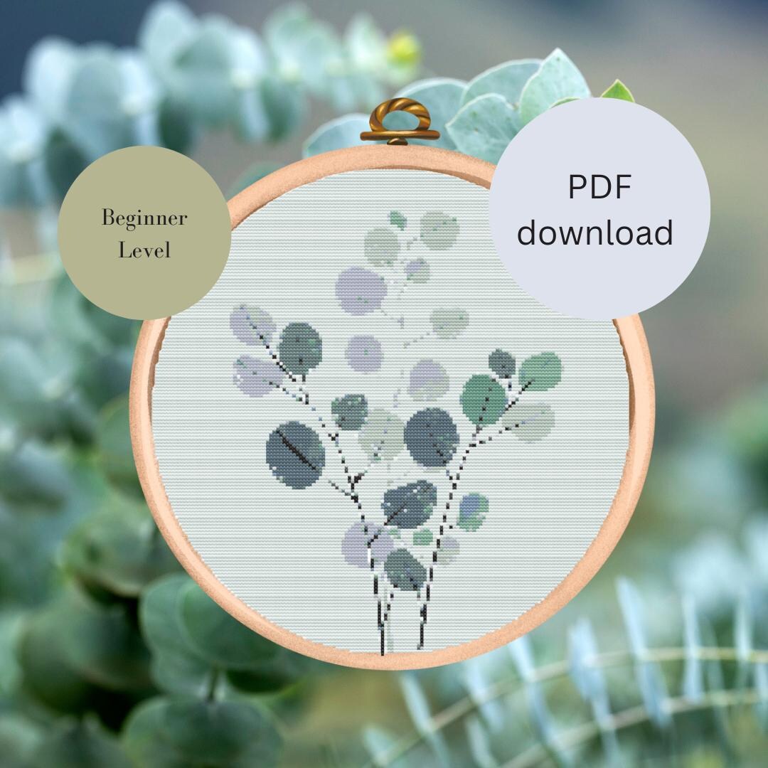 Eucalyptus Cross-stitch Pattern | Elegant Botanical Embroidery | Nature ...