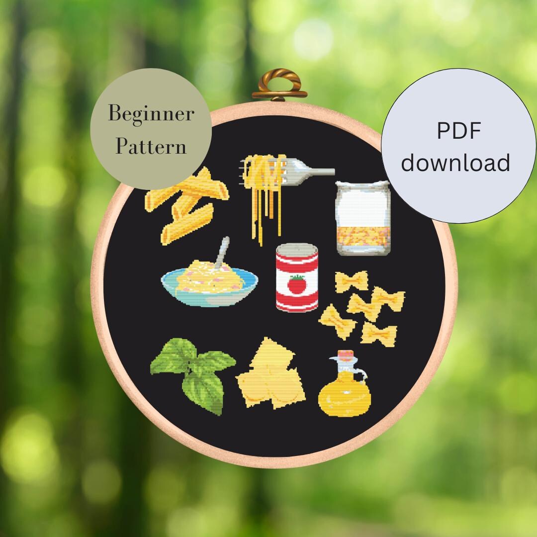 Pasta Lover’s Cross Stitch Pattern, Counted Pattern, Italian Cuisine ...