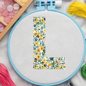 Flower Letter L Cross Stitch Pattern, Monogram A Cross Stitch, Initial ...