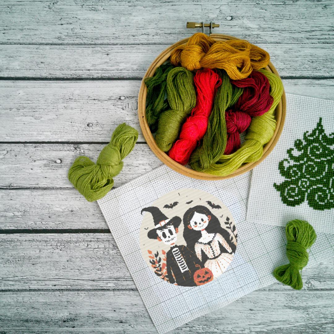 Halloween Bride and Groom Cross Stitch Pattern, Haunted Embroidery ...