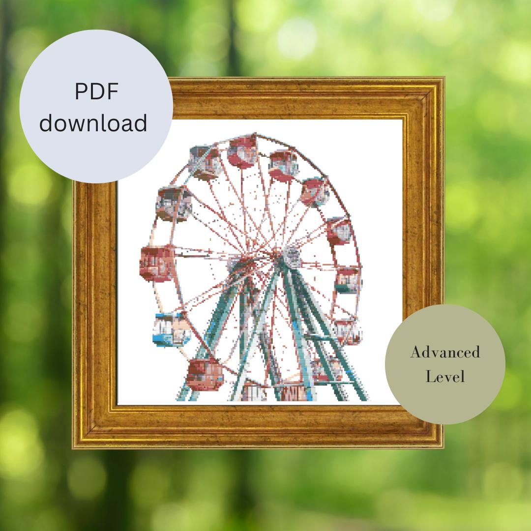 Ferris Wheel Cross-stitch Pattern | 200x200 Stitches | Carnival Fun ...