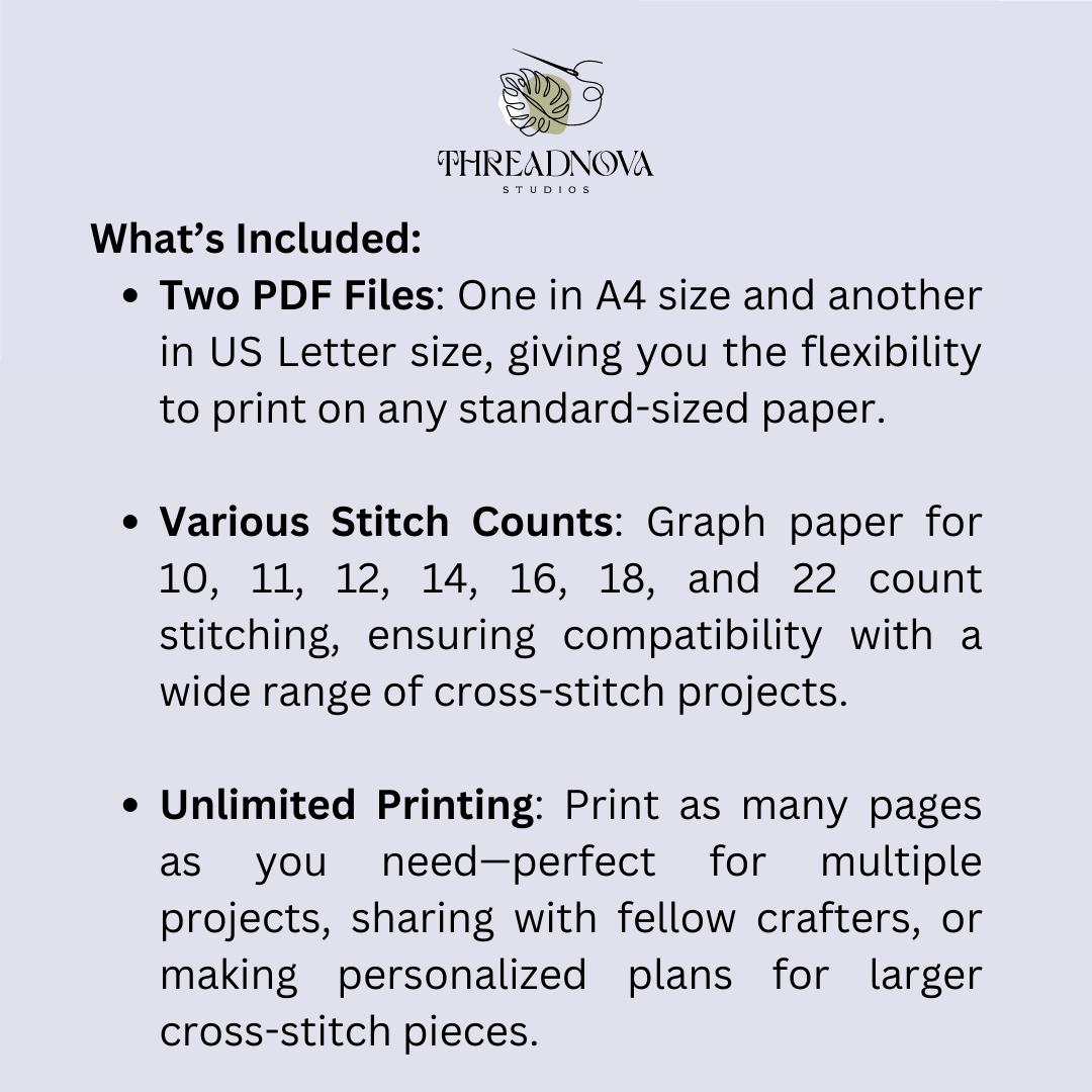 Printable Cross Stitch Measuring Paper, Graph Paper for Cross Stitch 10 ...