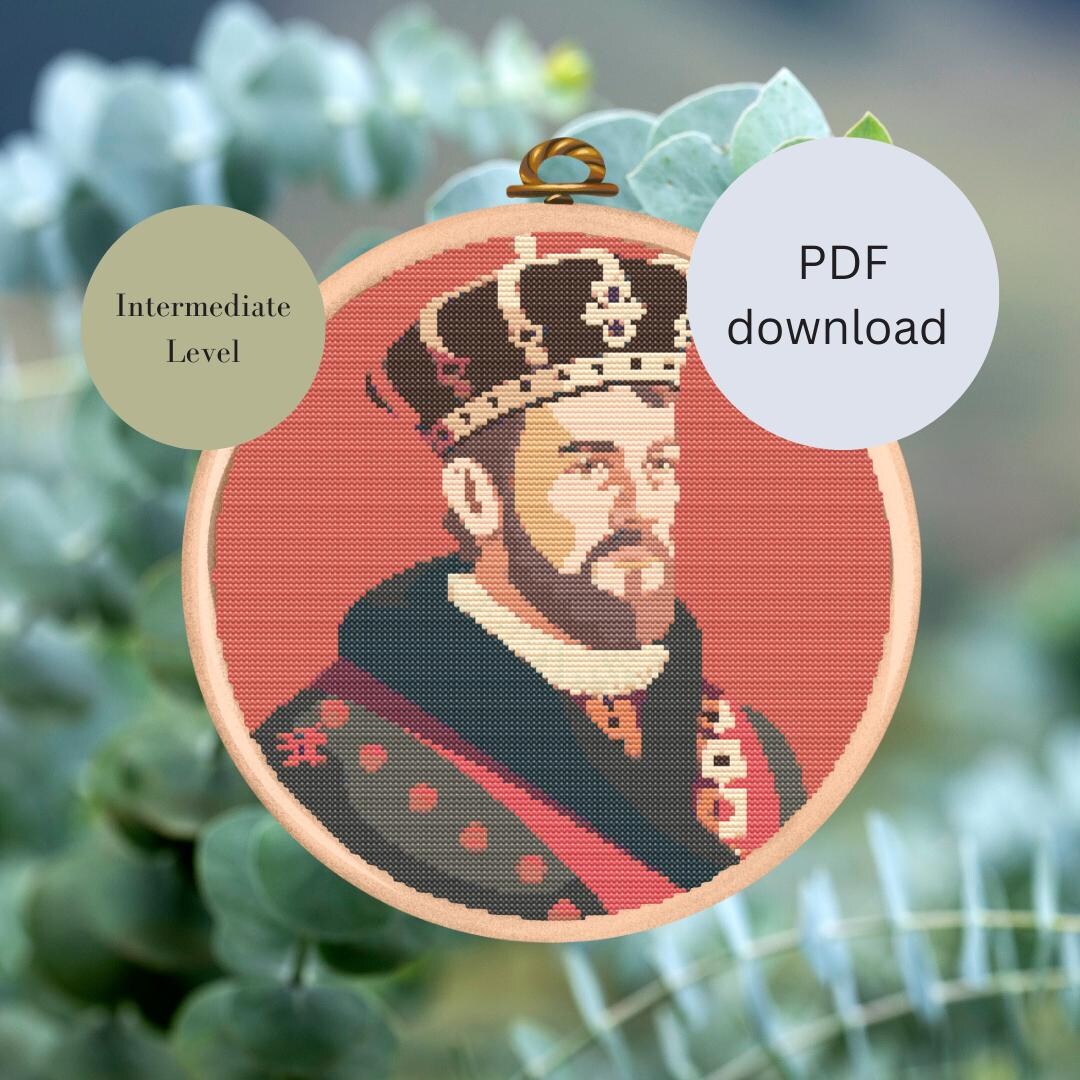 King Henry VIII Cross-stitch Pattern | Historical Embroidery Design ...