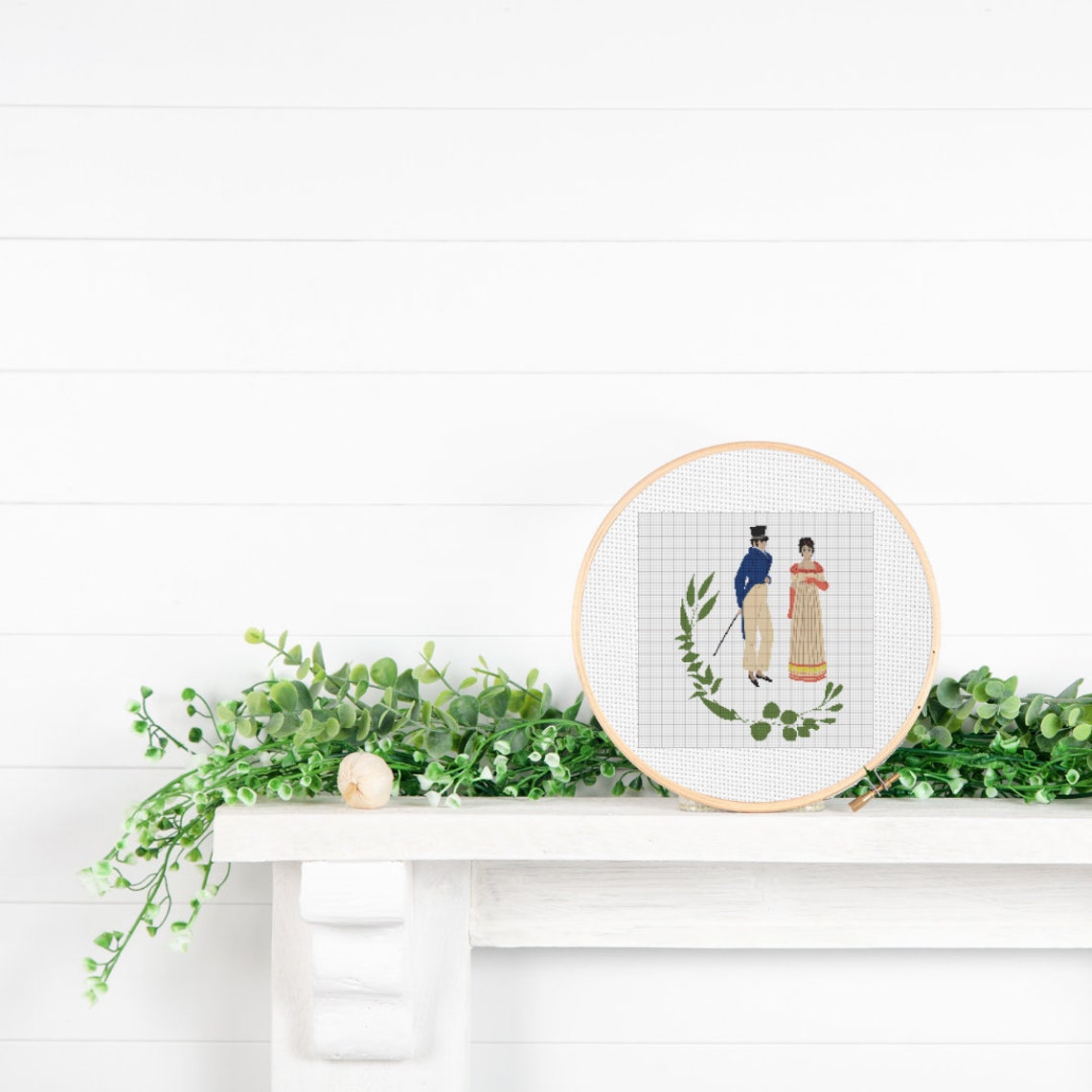 Regency Era Couple and Flowers Cross Stitch Patterns, Instructions ...