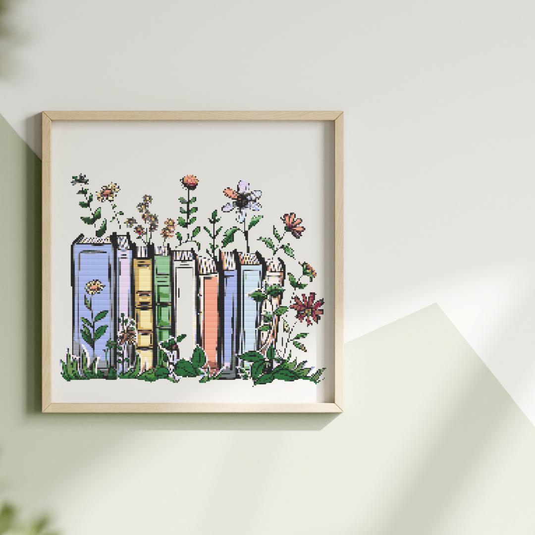 Wildflowers With Books Cross-stitch Pattern | Nature and Literary ...