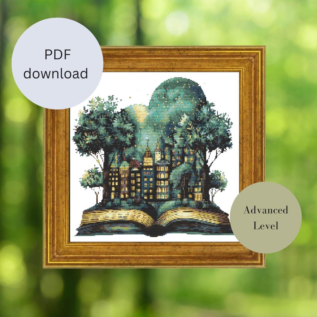 Art Deco Street Magic Book With Trees– Full Coverage Cross Stitch ...