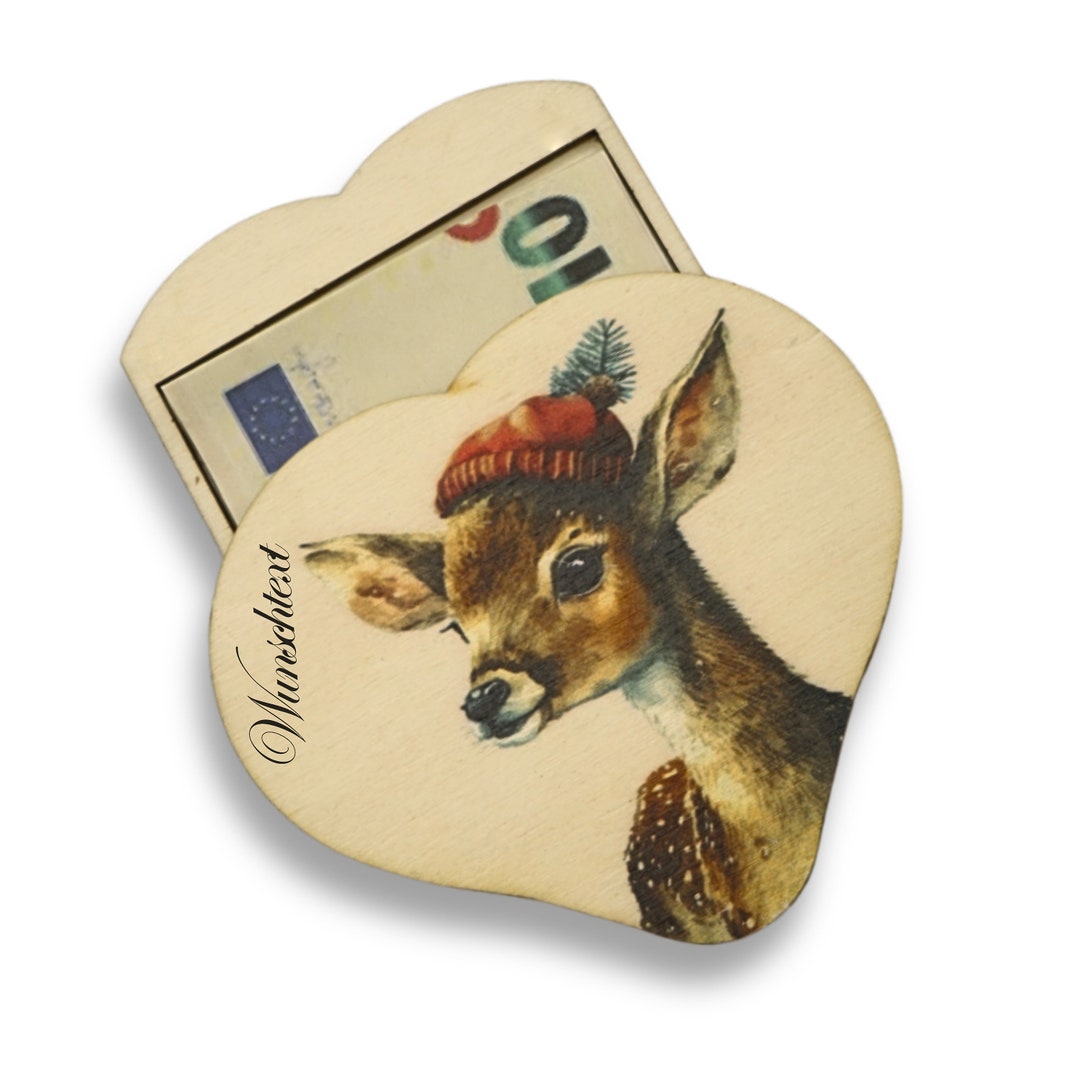 Geldgeschenk ''reh'' Herz Aus Holz Zum Aufschieben, Motiv Reh ...