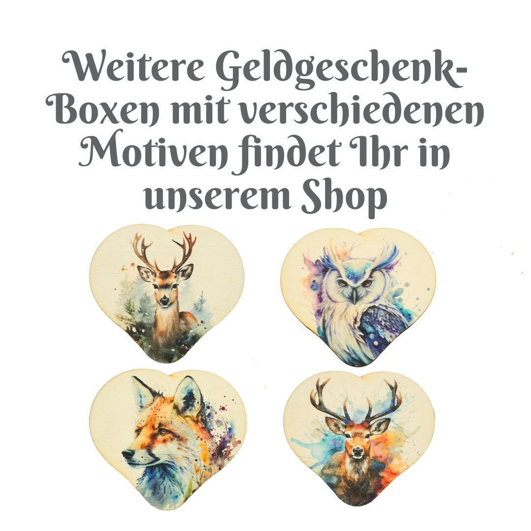 Geldgeschenk ''reh'' Herz Aus Holz Zum Aufschieben, Motiv Reh ...