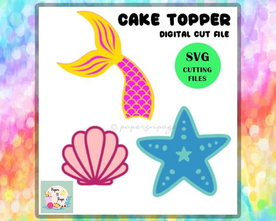 Mermaid Cake Toppers SVG Mermaid Tail SVG Mermaid Shell SVG - Etsy