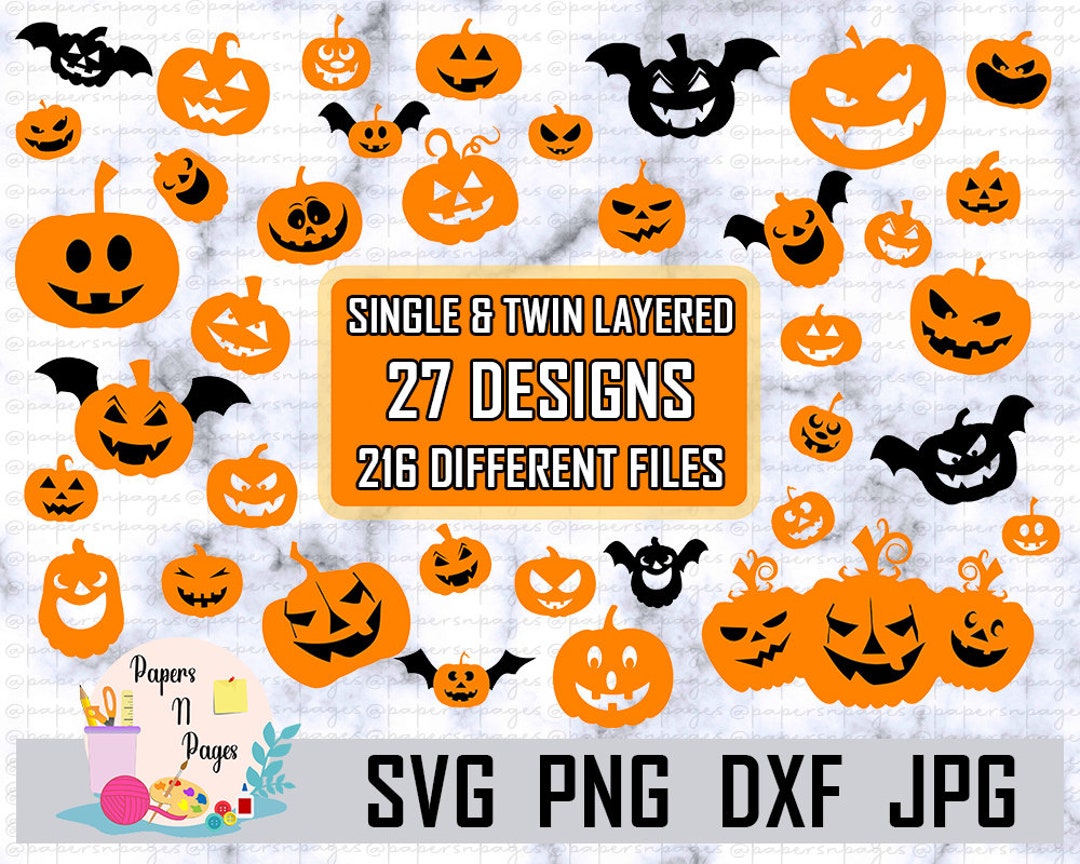 Halloween Pumpkin Faces Bundle SVG for Your Various Projects, Spooky ...