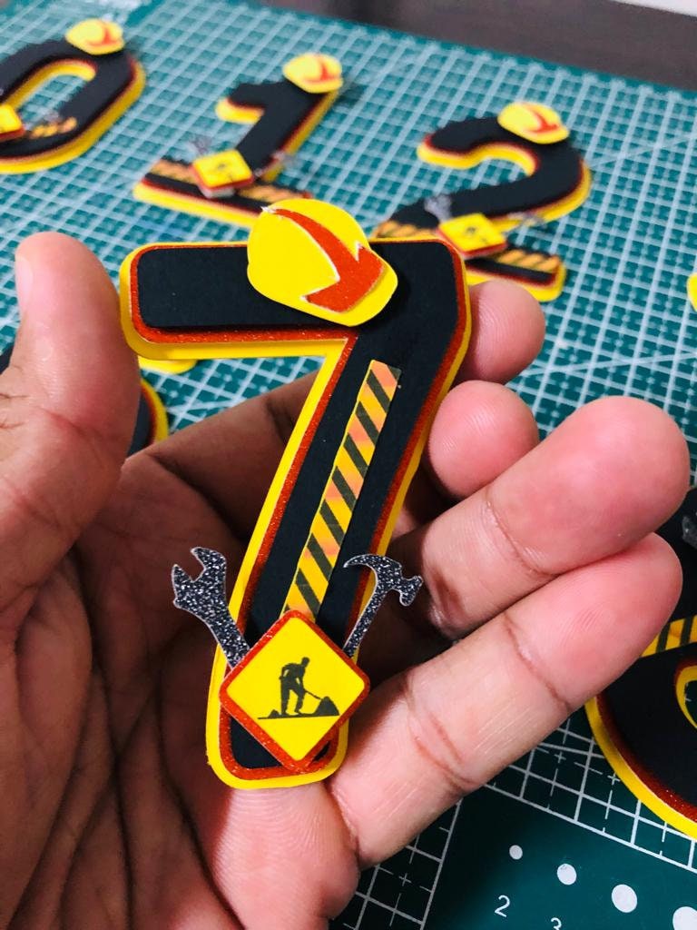 Kids Under Construction Theme Number Toppers SVG Files, Construction ...