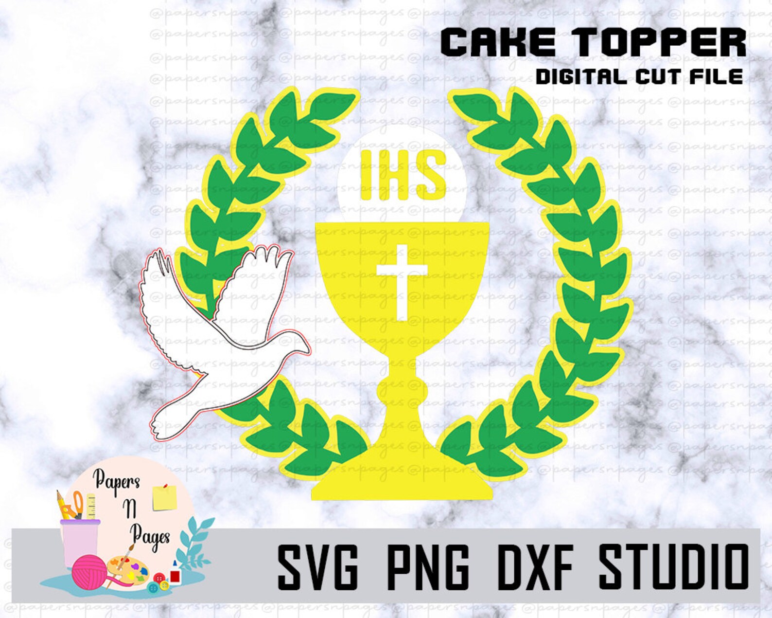 Communion Chalice With Dove SVG, Holy Communion Cake Toppers, Holy ...