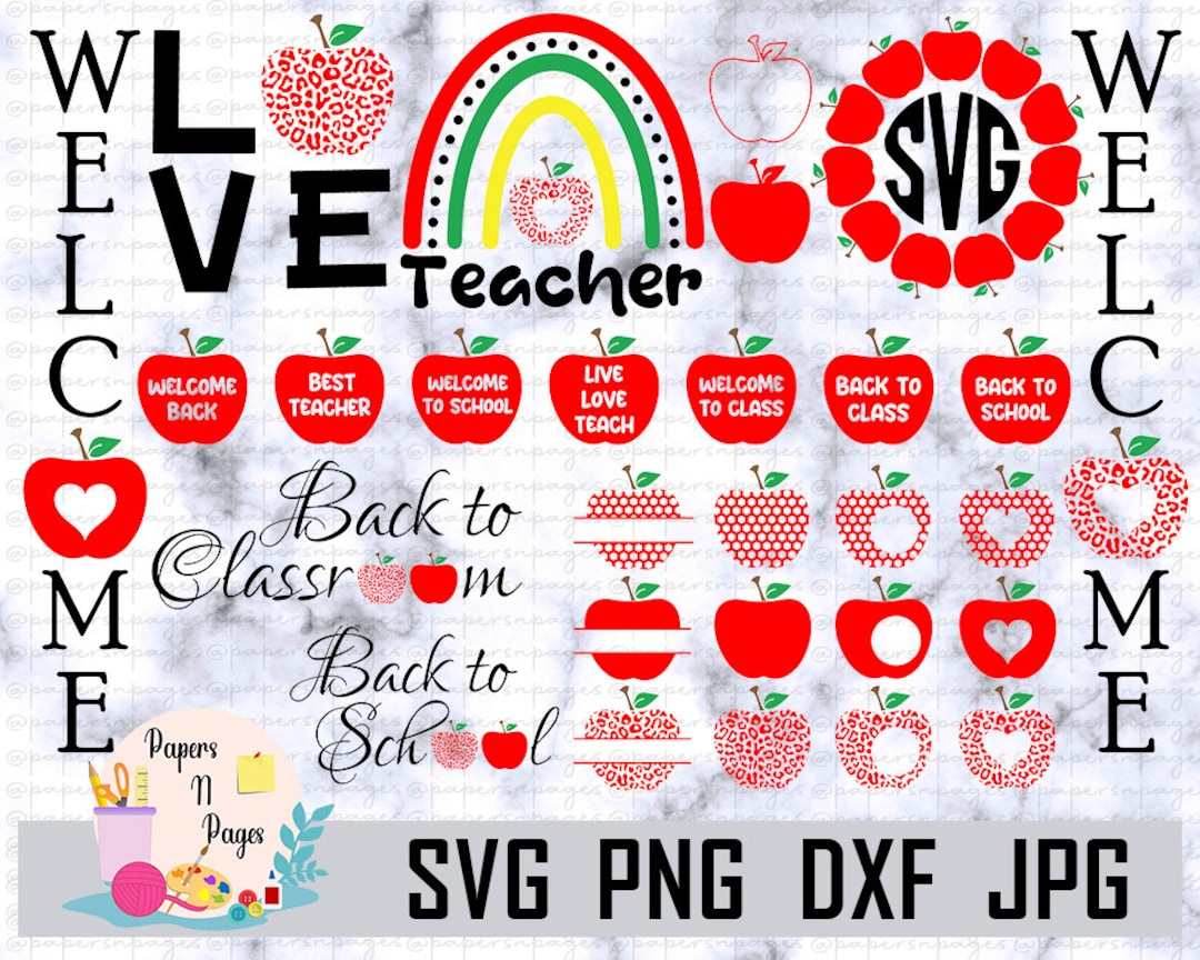 Apple SVG Bundle, Apple Name Monogram Frame SVG, Back to School SVG ...
