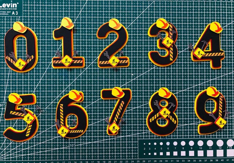 Kids Under Construction Theme Number Toppers SVG Files, Construction ...
