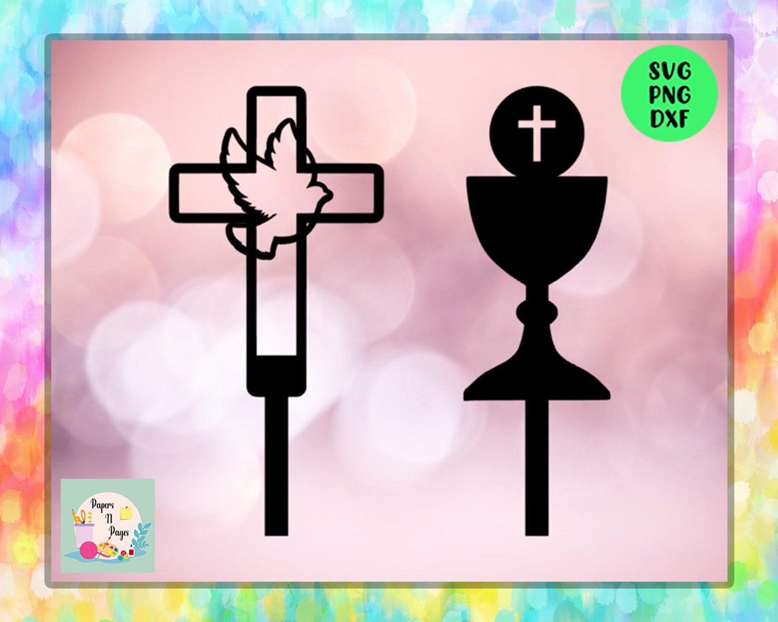 Communion Topper SVG Chalice SVG Cross SVG Laser File - Etsy