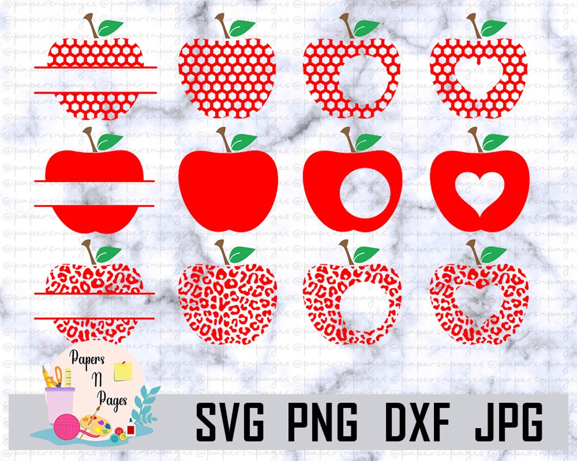 Apple SVG Bundle Apple Name Monogram Frame SVG Back to - Etsy