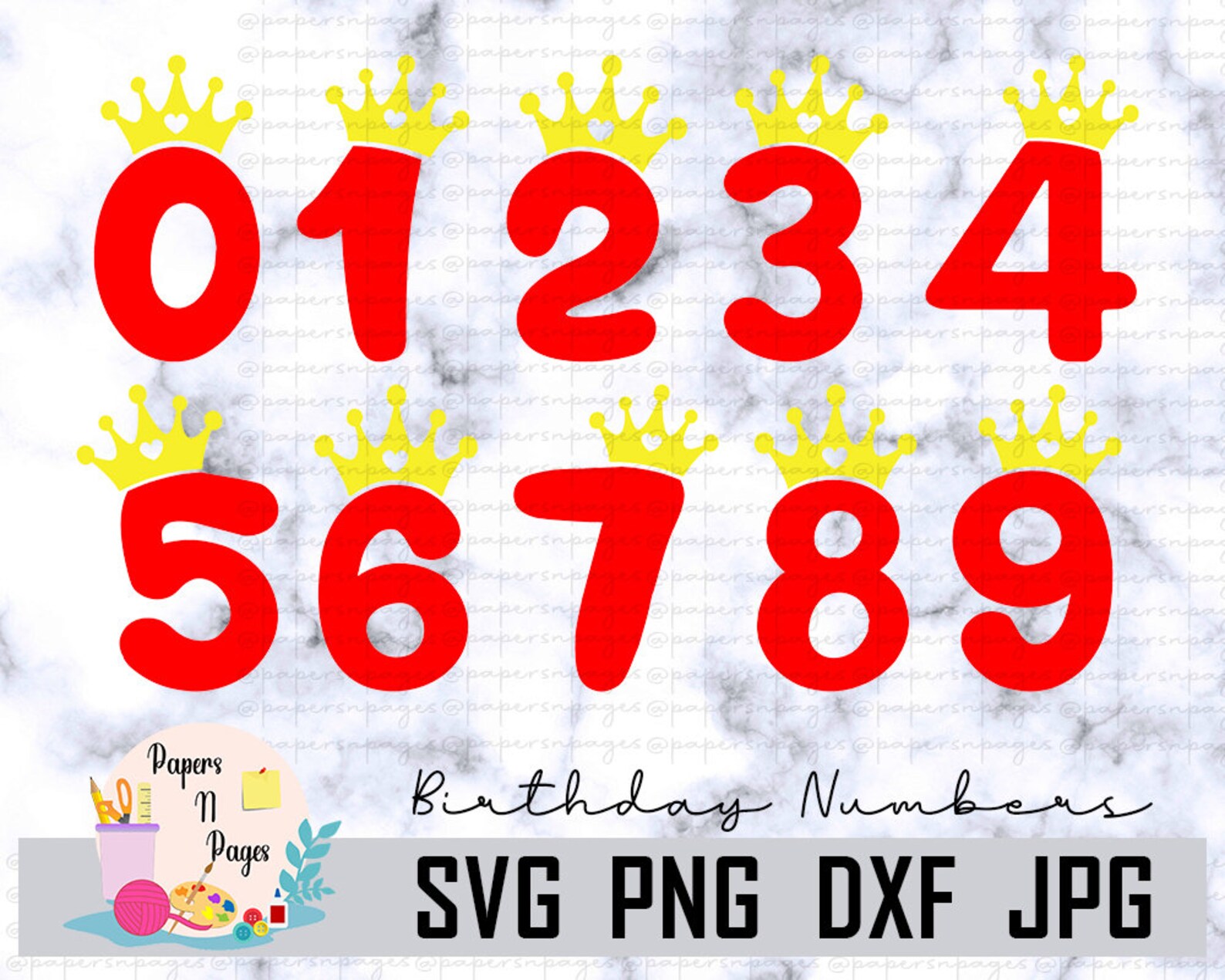 Crown Numbers SVG, Birthday Numbers With Crown Svg, Princess, Girl ...