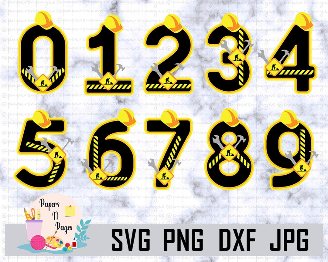 Kids Under Construction Theme Number Toppers SVG Files, Construction ...