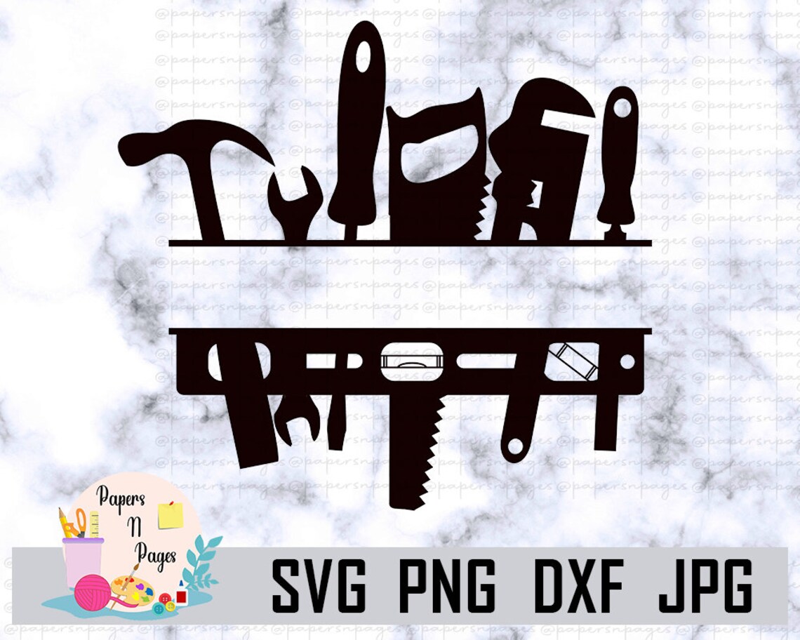 Construction Split Frame SVG, Handyman Tools SVG, Construction Monogram ...