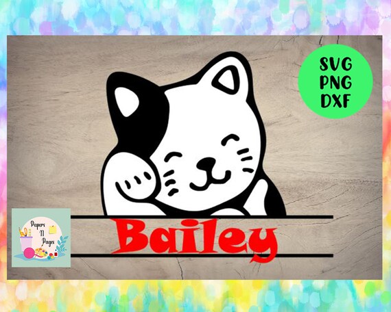 Cat SVG Cat Name Frame SVG Cat Vector Digital Download for - Etsy