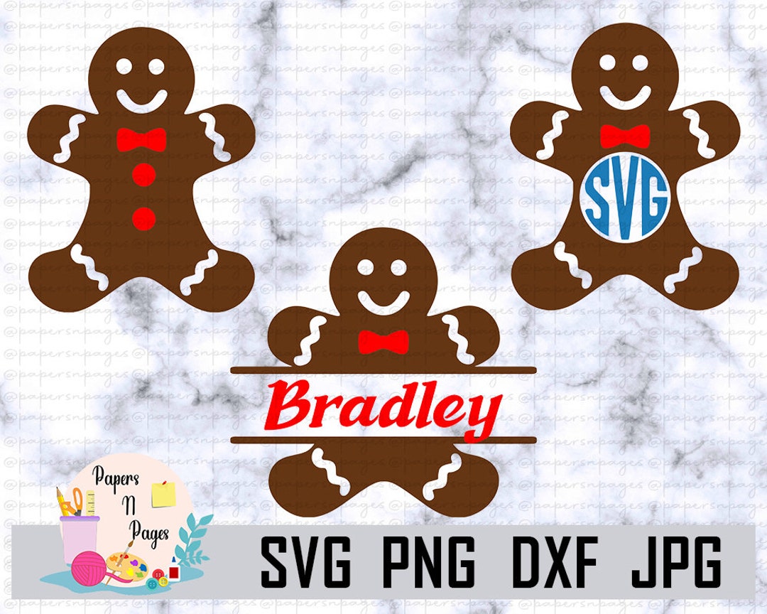 Gingerbread SVG Bundle, Gingerbread Name Frame Monogram, Digital ...