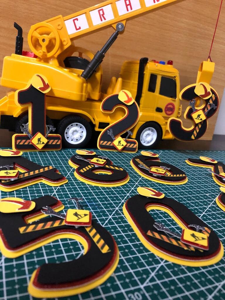 Kids Under Construction Theme Number Toppers SVG Files, Construction ...