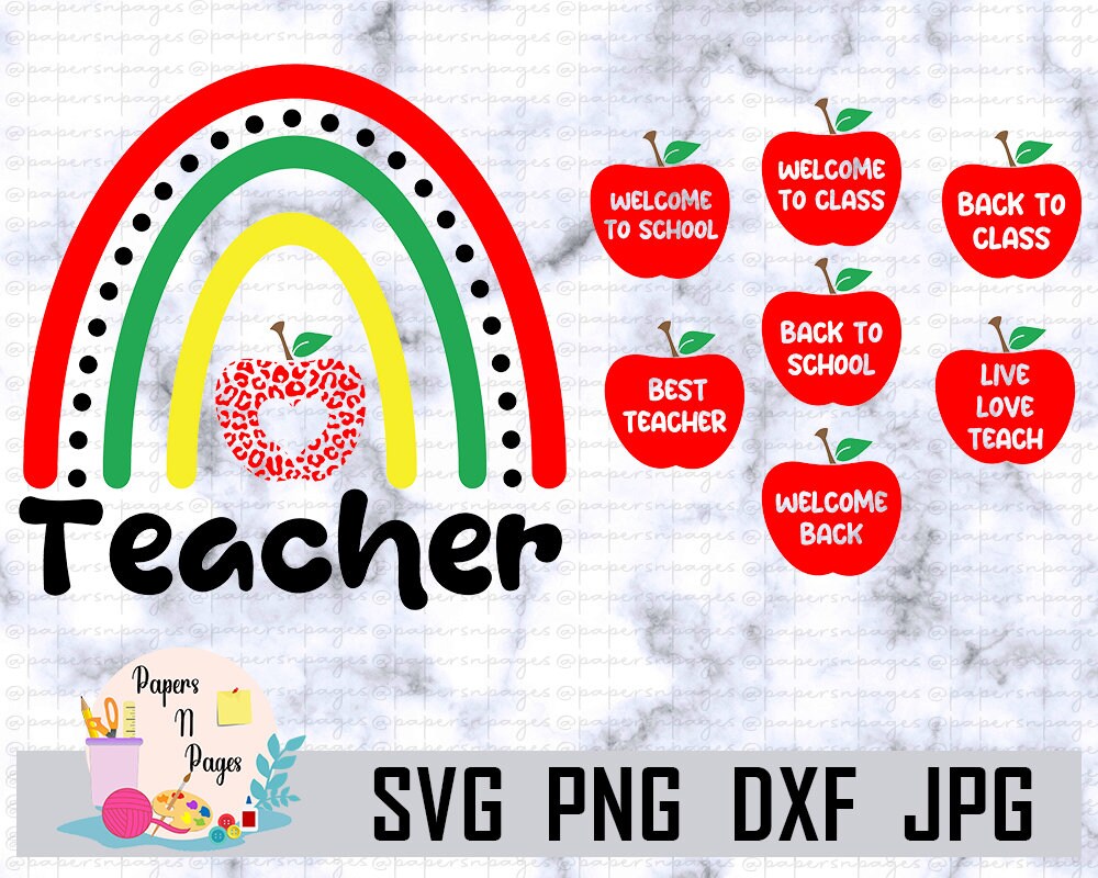 Apple SVG Bundle, Apple Name Monogram Frame SVG, Back to School SVG ...