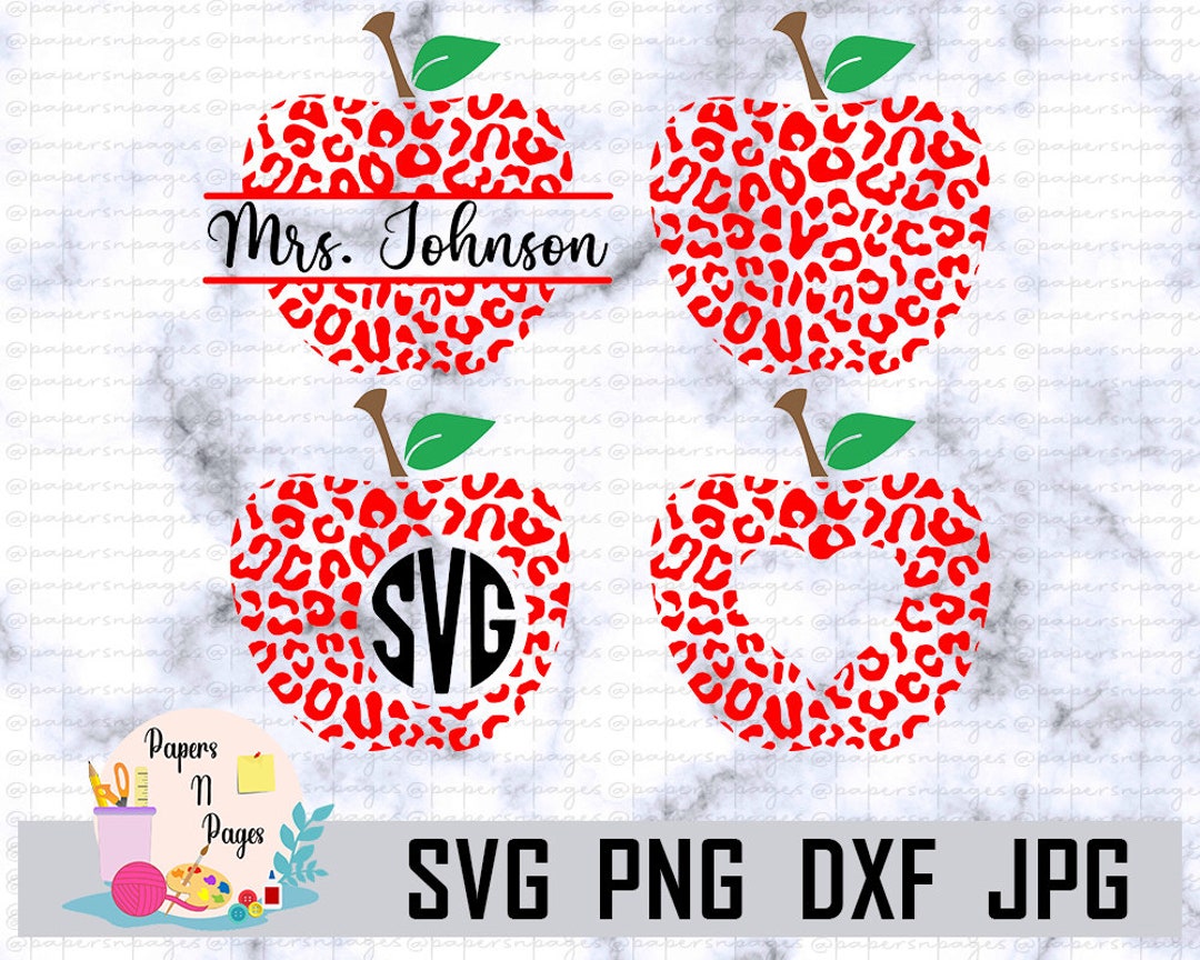 Apple SVG Bundle, Apple Name Frame SVG, Teacher SVG, Apple Monogram ...