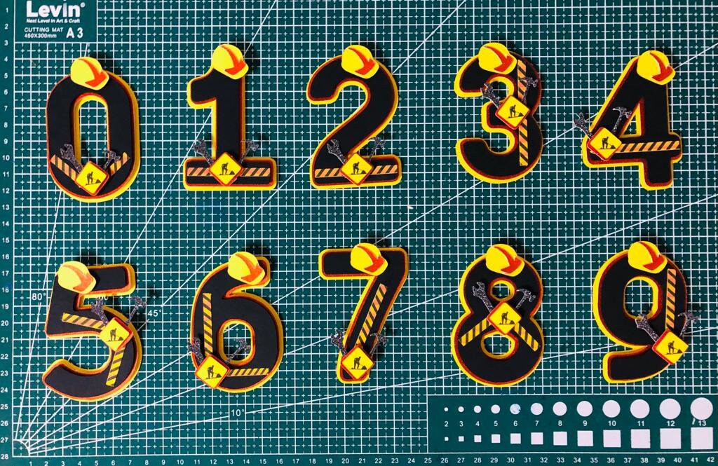 Kids Under Construction Theme Number Toppers SVG Files, Construction ...
