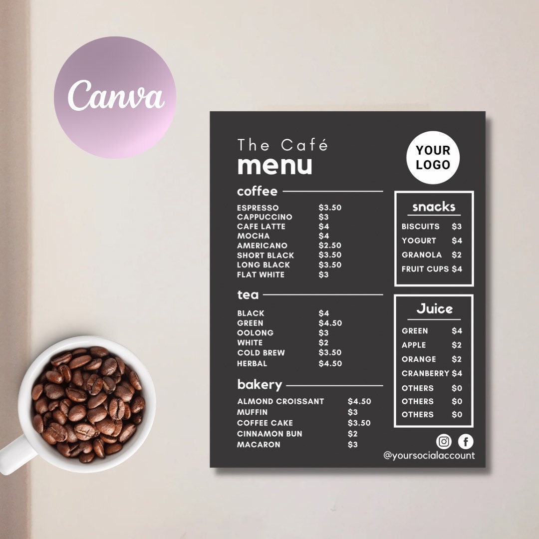 Simple Coffee Shop Menu