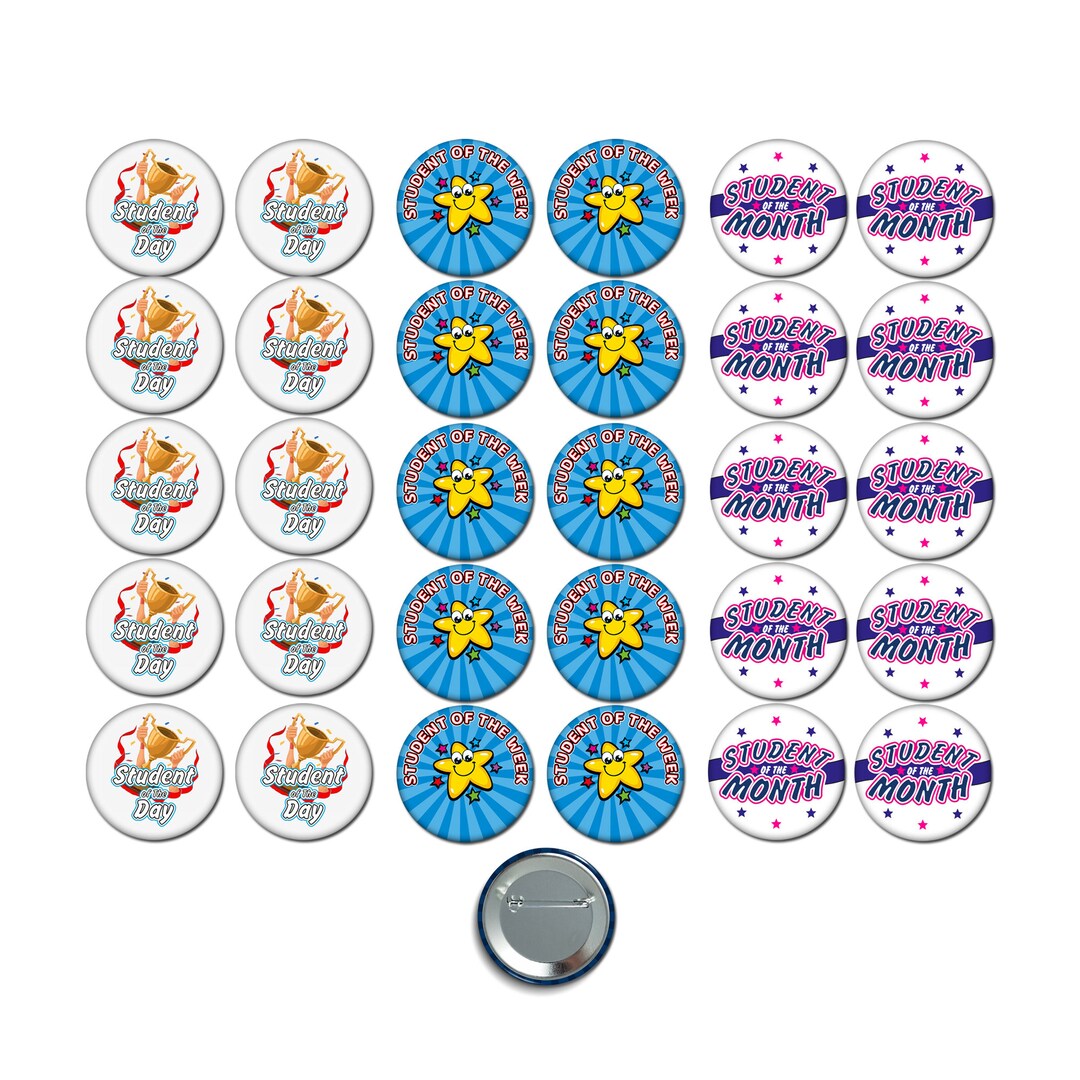 30 Pack custom Student of the Day/week/month Pin Button Badges 44 Mm-1. ...