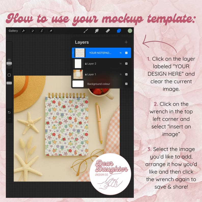 Procreate Mock-ups | Summer Notepad Mockup | Realistic Mockups ...