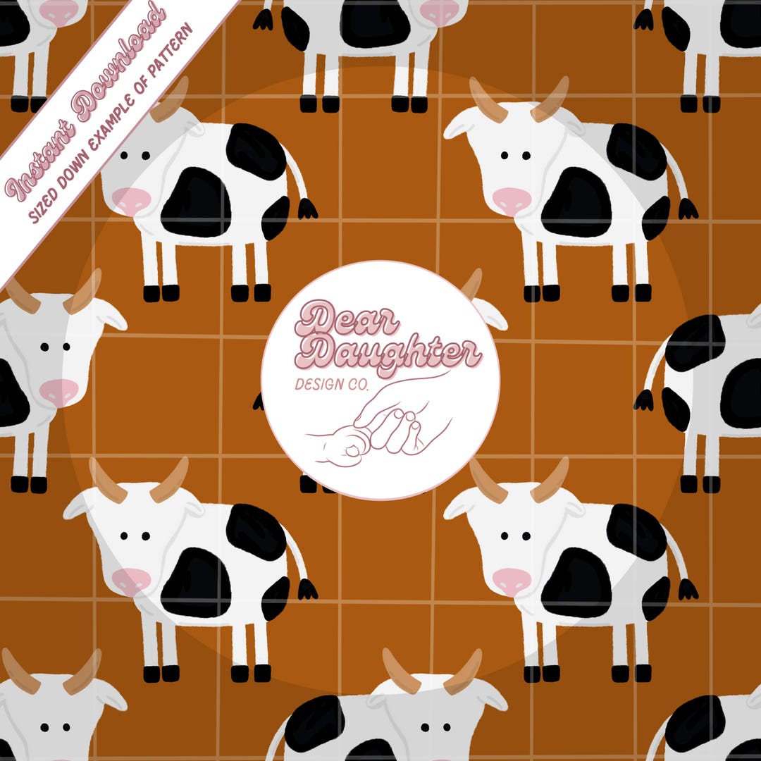 Cute Cow PNG | Cow Seamless Patten | Rustic Brown Digital Paper With ...