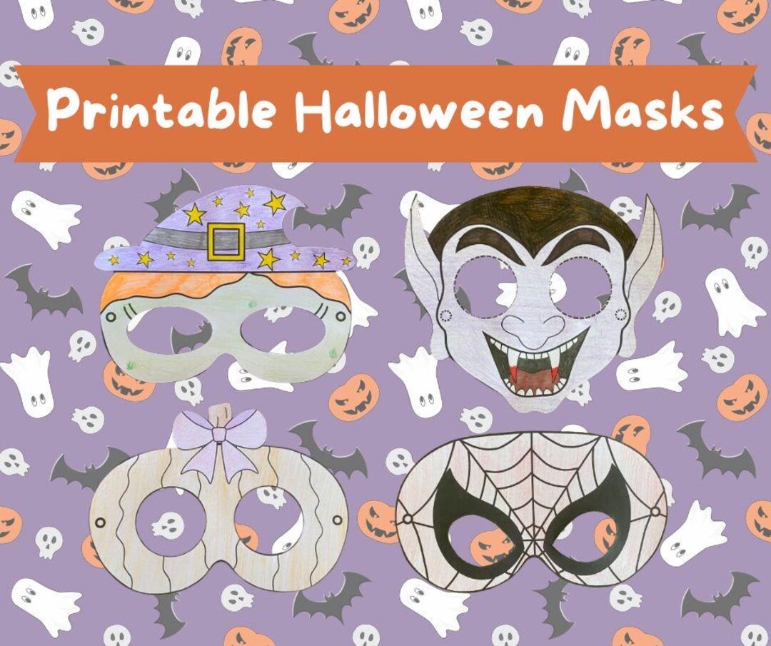 16 Printable Halloween Masks: Jack-o-lantern, Witch, Mummy, Apple ...