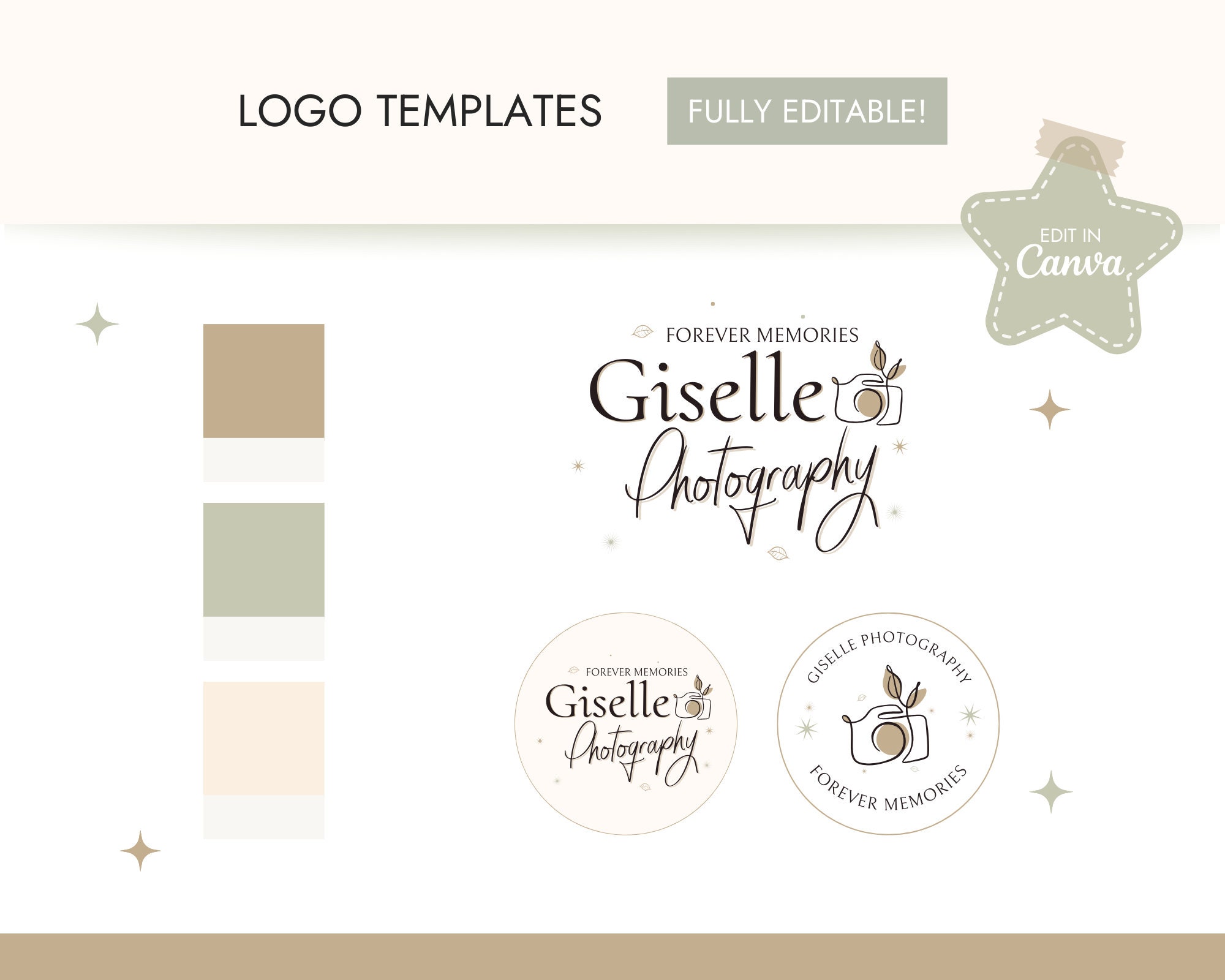 Giselle Logo Design Template Canva Photography Creatives - Etsy