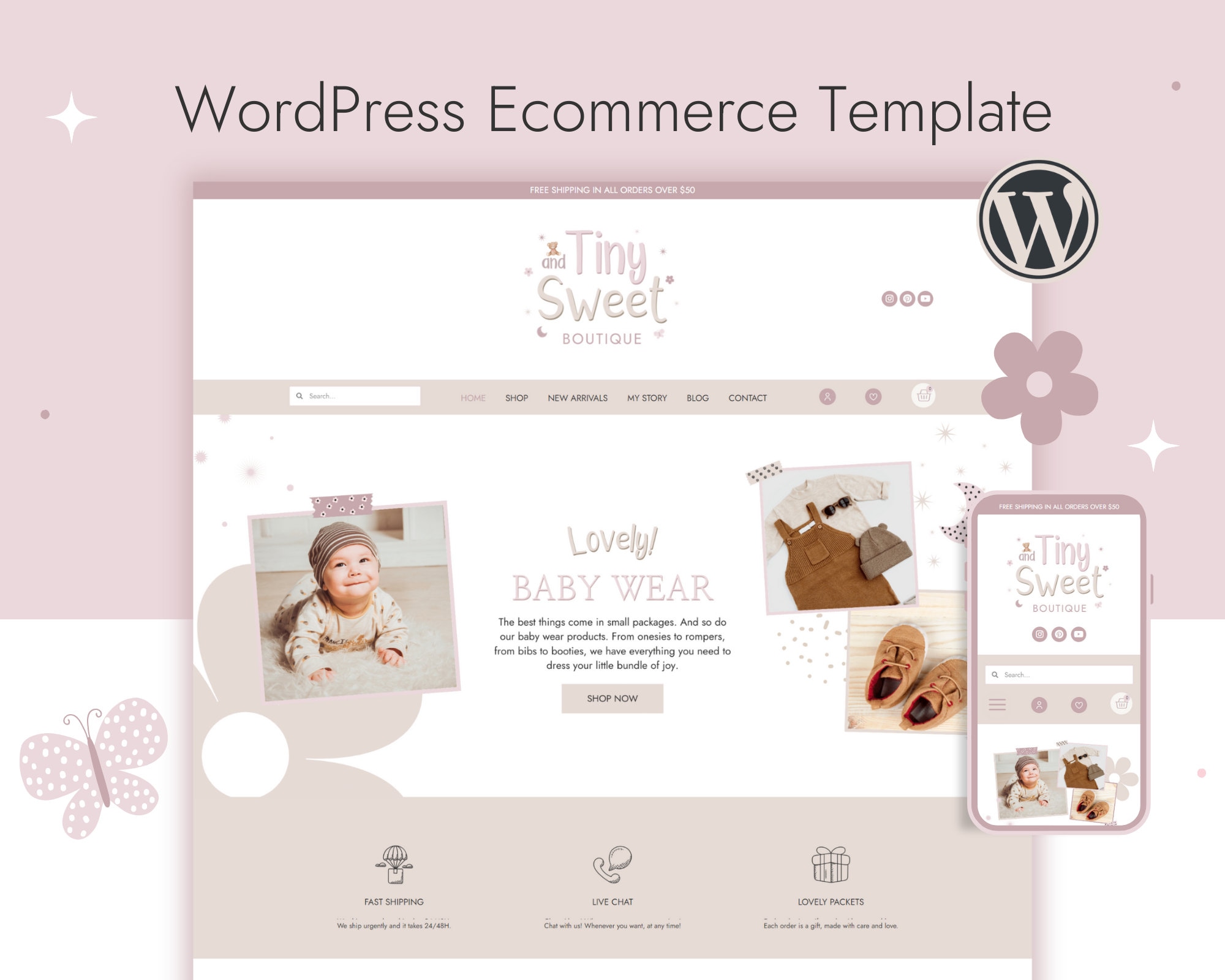 Tiny And Sweet Woocommerce Template Wordpress Ecommerce Elementor Pro