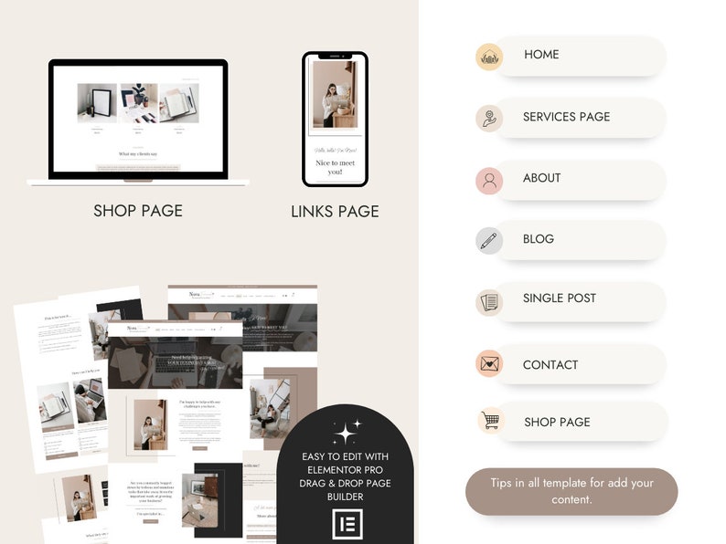 Nora Recolor Wordpress Website Template Elementor Pro - Etsy