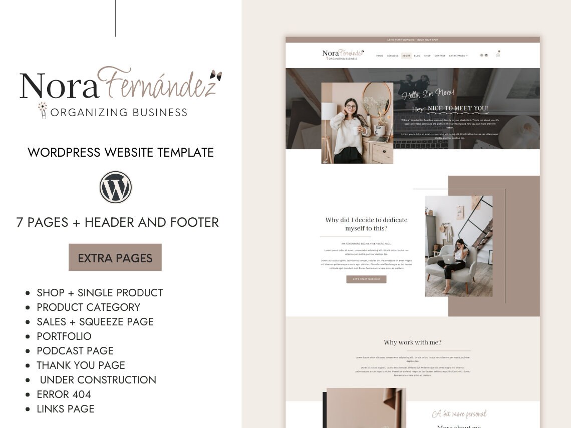Nora Recolor Wordpress Website Template Elementor Pro - Etsy