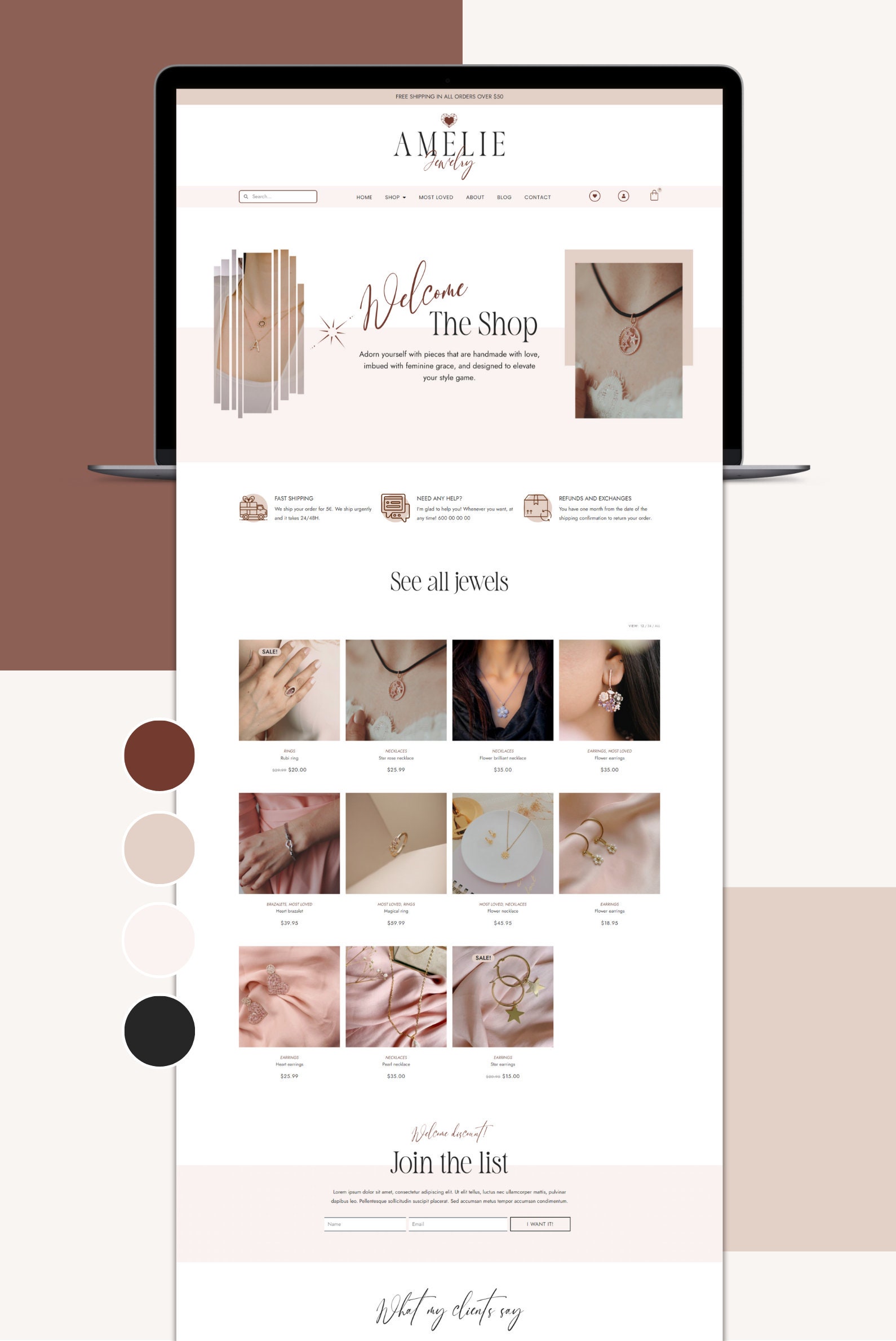 Amelie Woocommerce Template Wordpress Ecommerce Elementor Pro Templates Kit Etsy